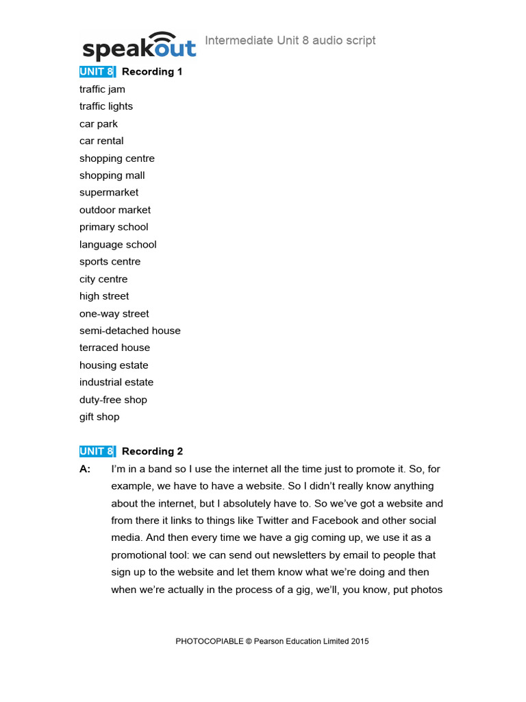 SO I U8 Audio Scripts | PDF