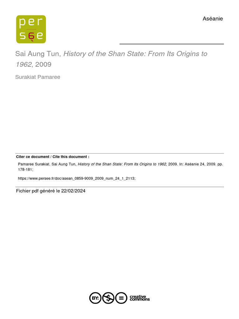Shan State History: Origins to 1962 | PDF | Myanmar | Southeast Asia