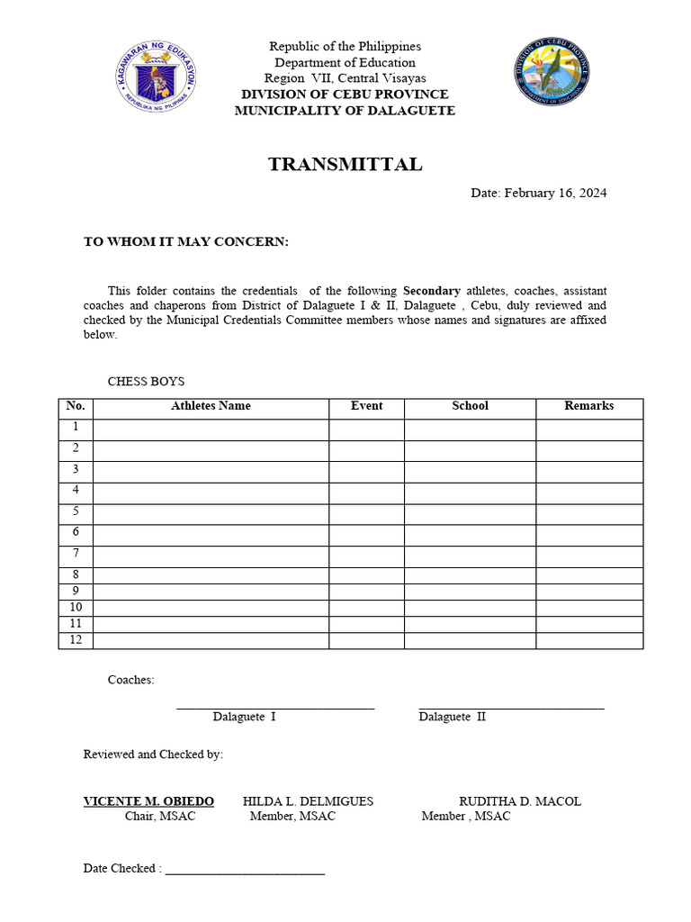 Transmittal Provl Meet 2024 | PDF