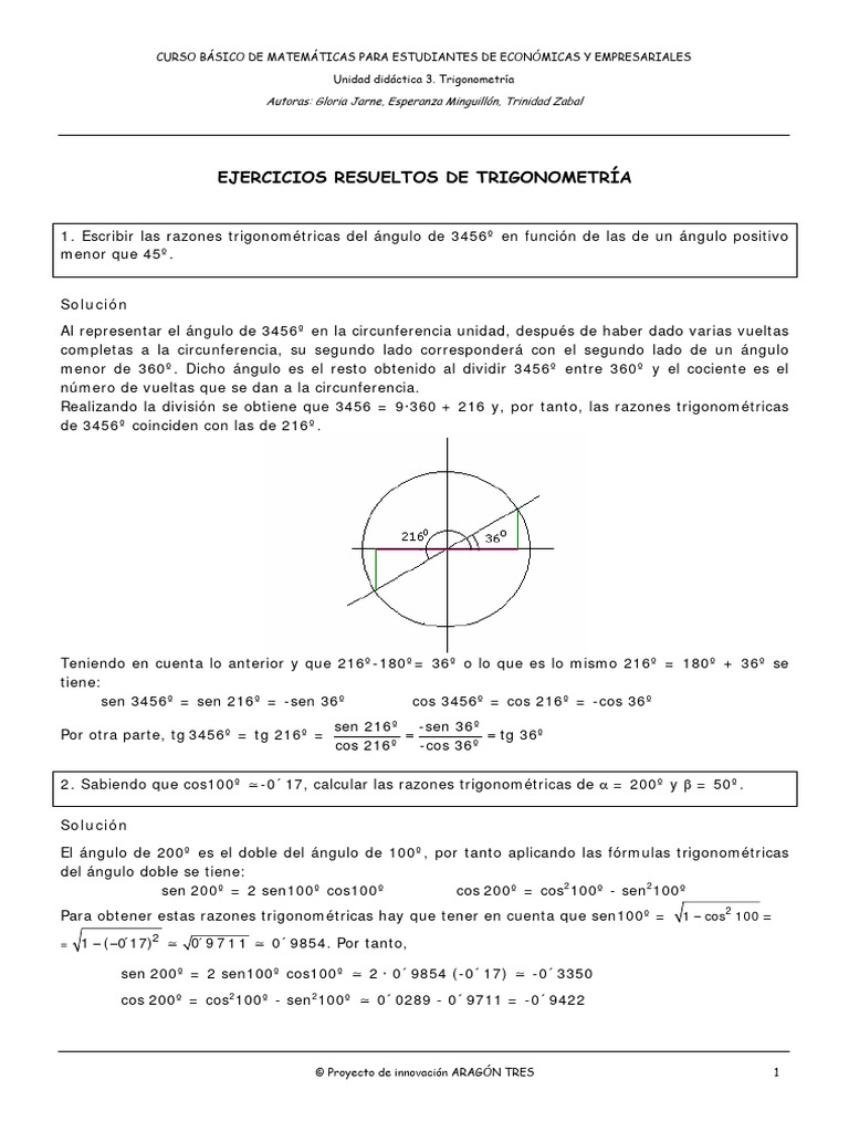 Ejercicios Resueltos de Trigonometria | PDF | Funciones trigonométricas | Trigonometría