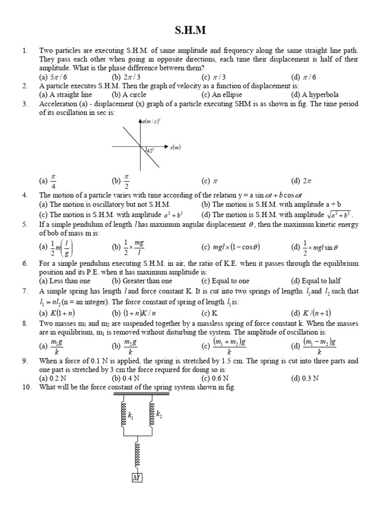 SHM Problems and Solutions Guide | PDF | Oscillation | Physical Phenomena