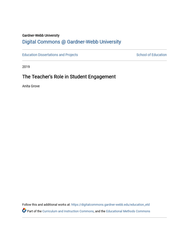 The Teachers Role in Student Engagement | PDF | Self Efficacy ...