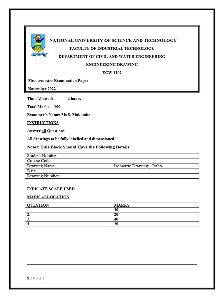 Ecw 1102 Examination Paper 2022 | PDF | Technology & Engineering