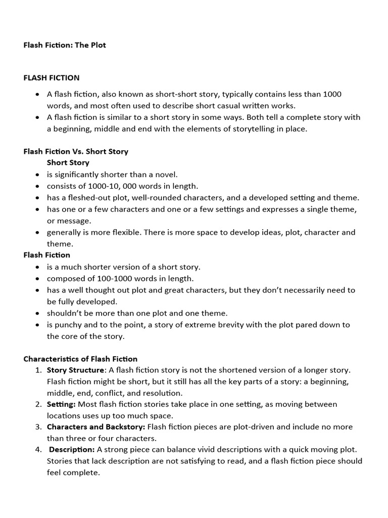 Flash Fiction - The Plot | PDF | Plot (Narrative) Flash Fiction - The Plot | PDF | Plot (Narrative)