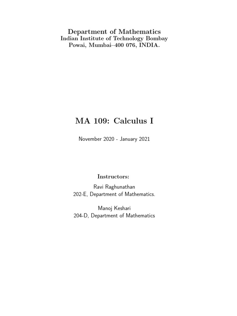Calculus IIT Bombay | PDF | Trigonometric Functions | Mathematics