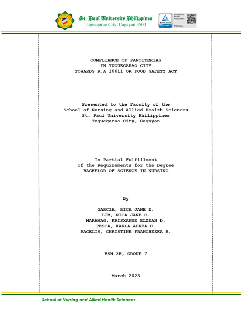BSN 3H Group 7 - Checklist | PDF | Scope (Computer Science) | Science
