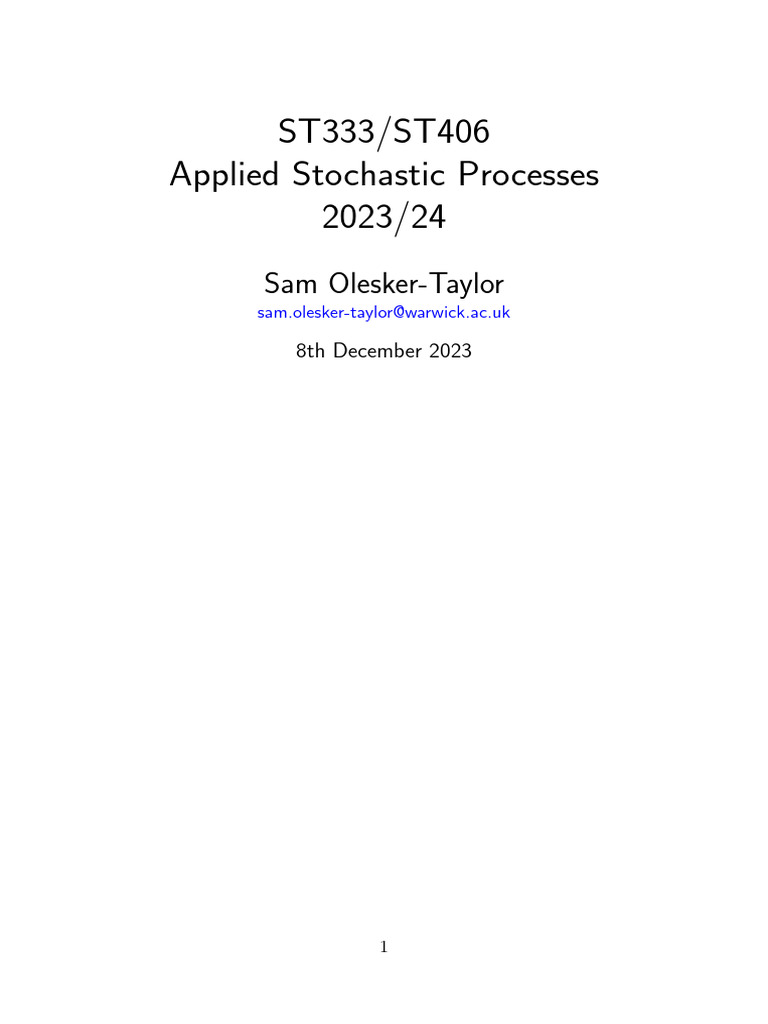 ST333 v8.0 | PDF | Markov Chain | Stochastic Process