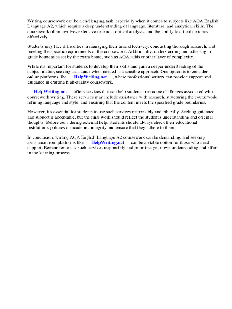 Aqa English Language A2 Coursework Grade Boundaries | PDF ...