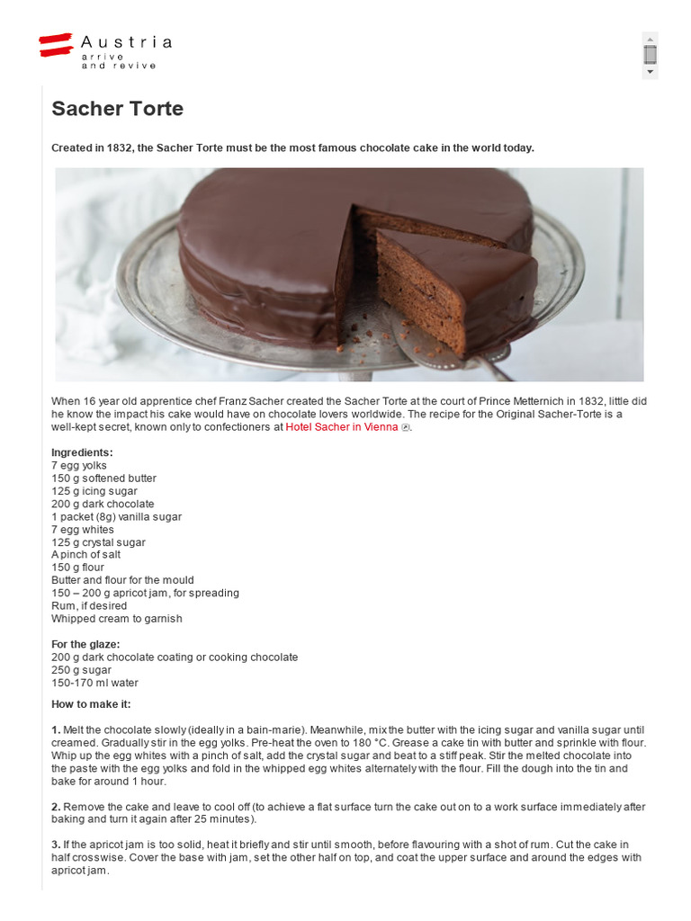 Sacher Torte | PDF | Cakes | European Cuisine