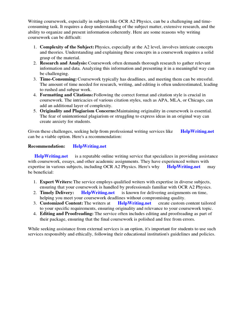 Ocr A2 Physics Coursework Examples | PDF | Facebook | Linked In