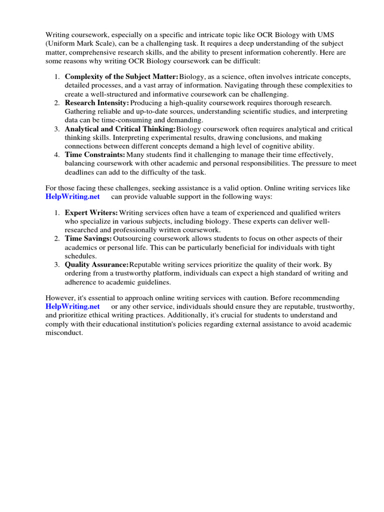 Ocr Biology Coursework Ums | PDF | Facebook | Thought