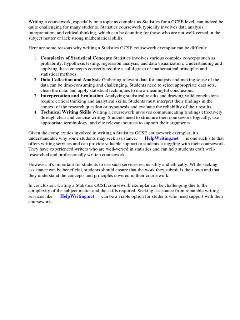 Statistics Gcse Coursework Exemplar Pdf Statistics Sampling Statistics