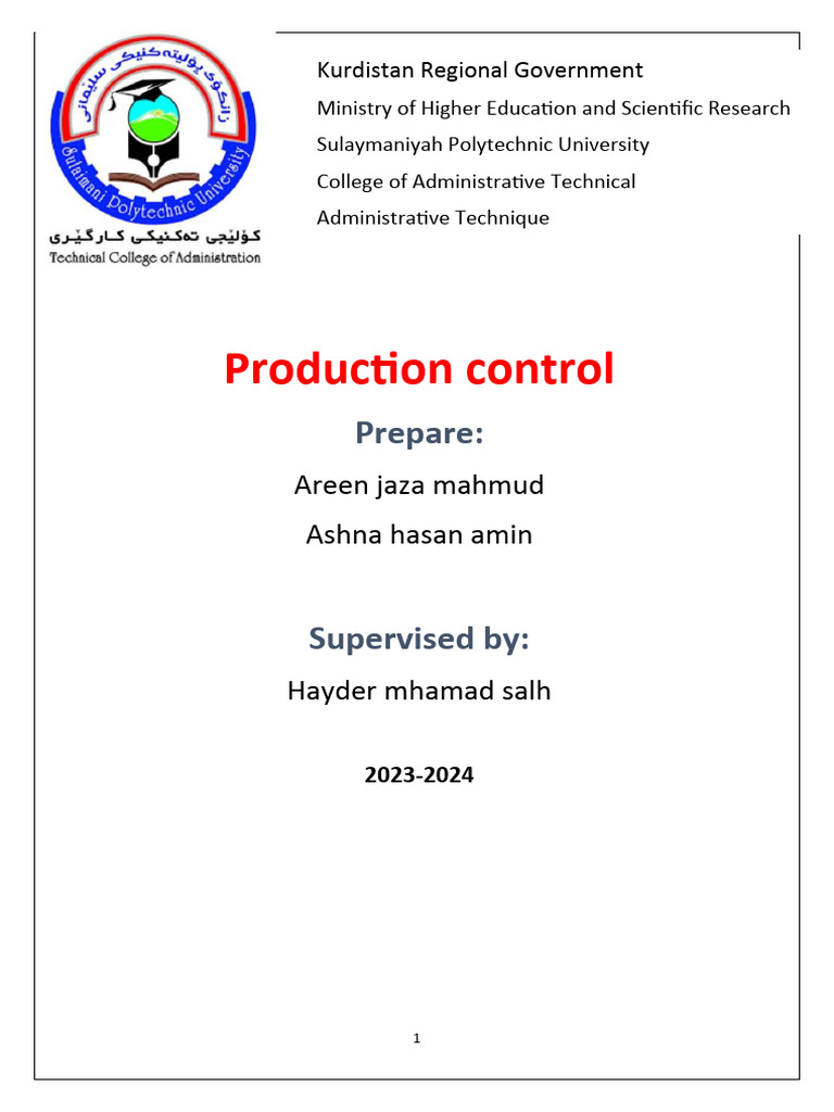 Pruduction Control | PDF