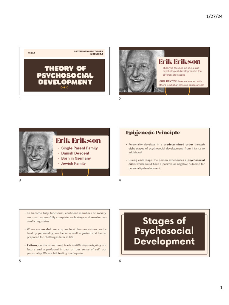 Psy 1a - Module 4.3-Psychosocial - Erik Erikson | PDF | Psychology | Behavioural Sciences