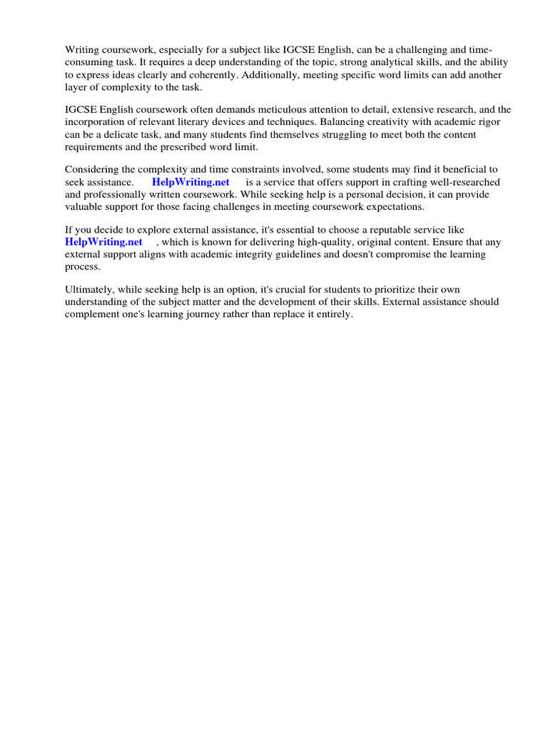 Igcse English Coursework Word Limit Pdf Facebook Linked In