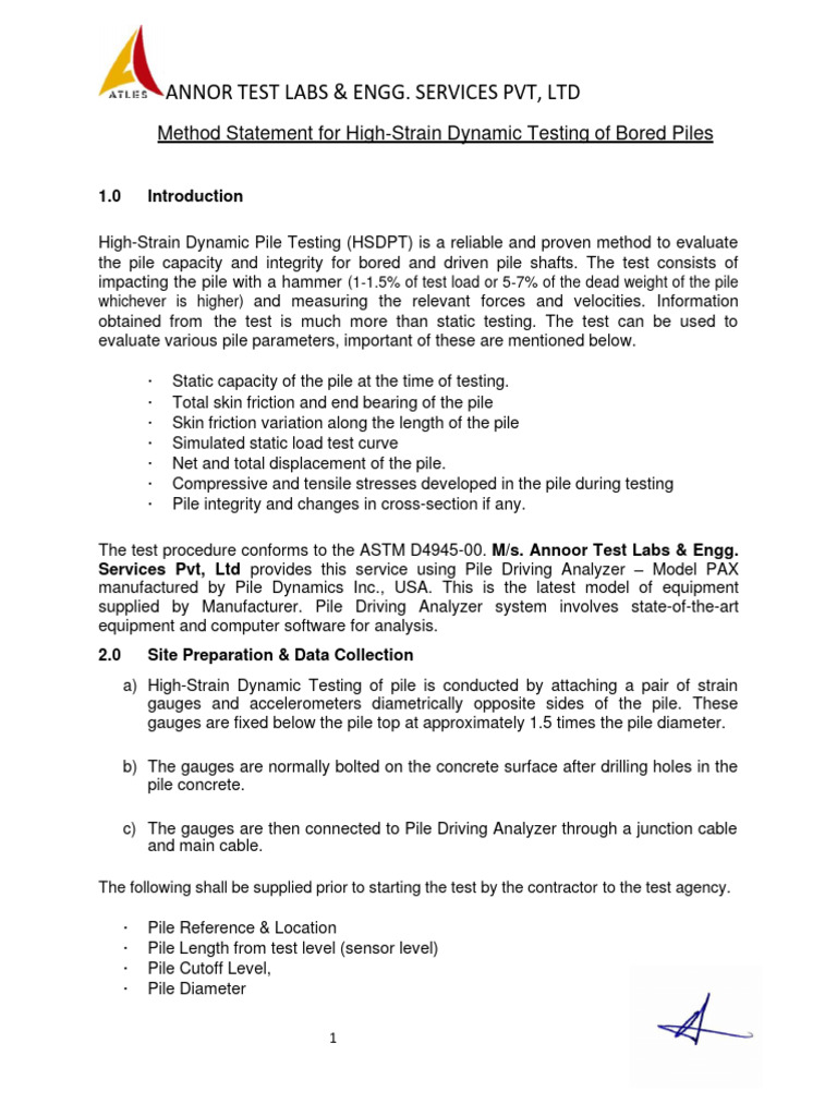 Methodology For Pile Load Test (Dynamic) 1 | PDF | Deep Foundation ...