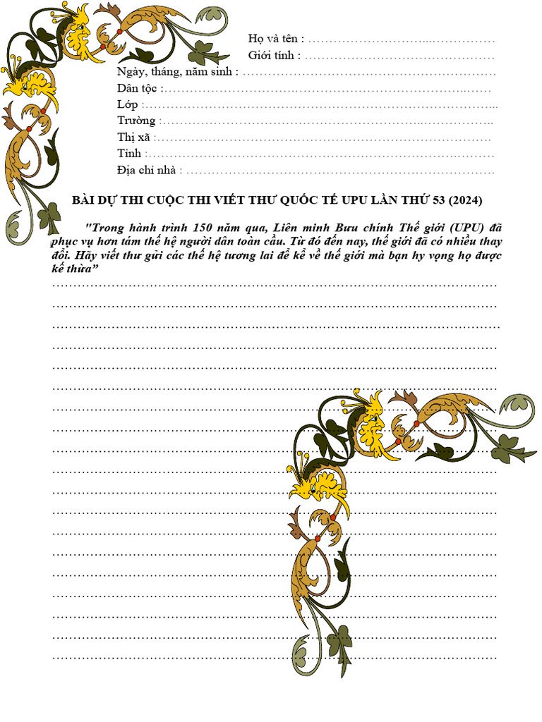 Mau Giay Viet Thu Upu 53 | PDF