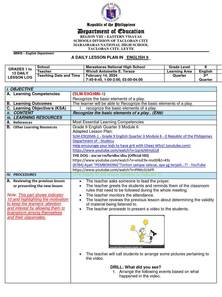 KSA Lesson Plan for English 9 | PDF