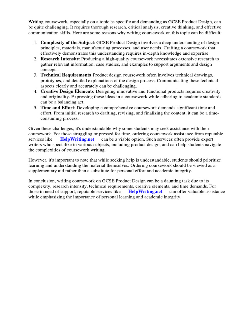Gcse Product Design Coursework Example | PDF | Expert | Critical Thinking Gcse Product Design Coursework Example | PDF | Expert | Critical Thinking