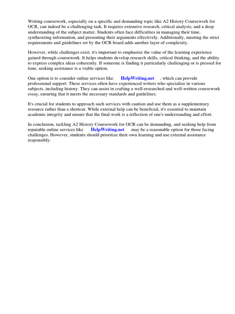 A2 History Coursework Ocr | PDF | Essays | Critical Thinking