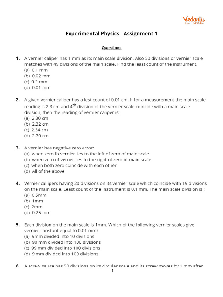 Experimental Physics - Assignment 1 | PDF