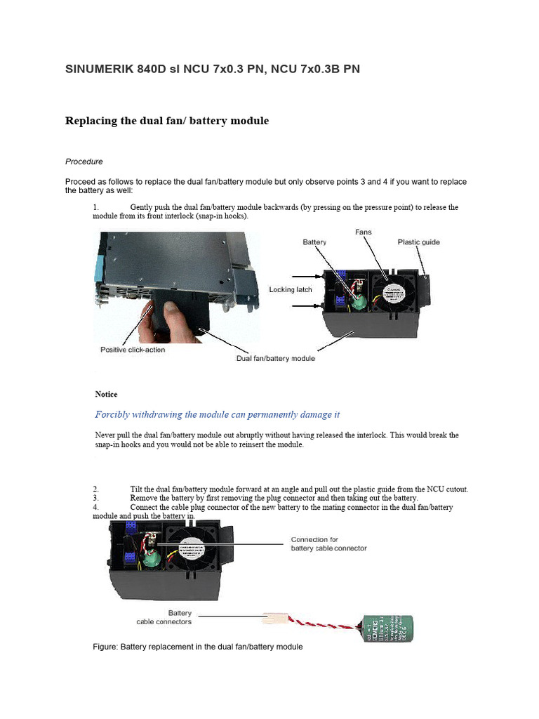 Replacing The Dual Fan and Battery Module - SINUMERIK 840D SL | PDF