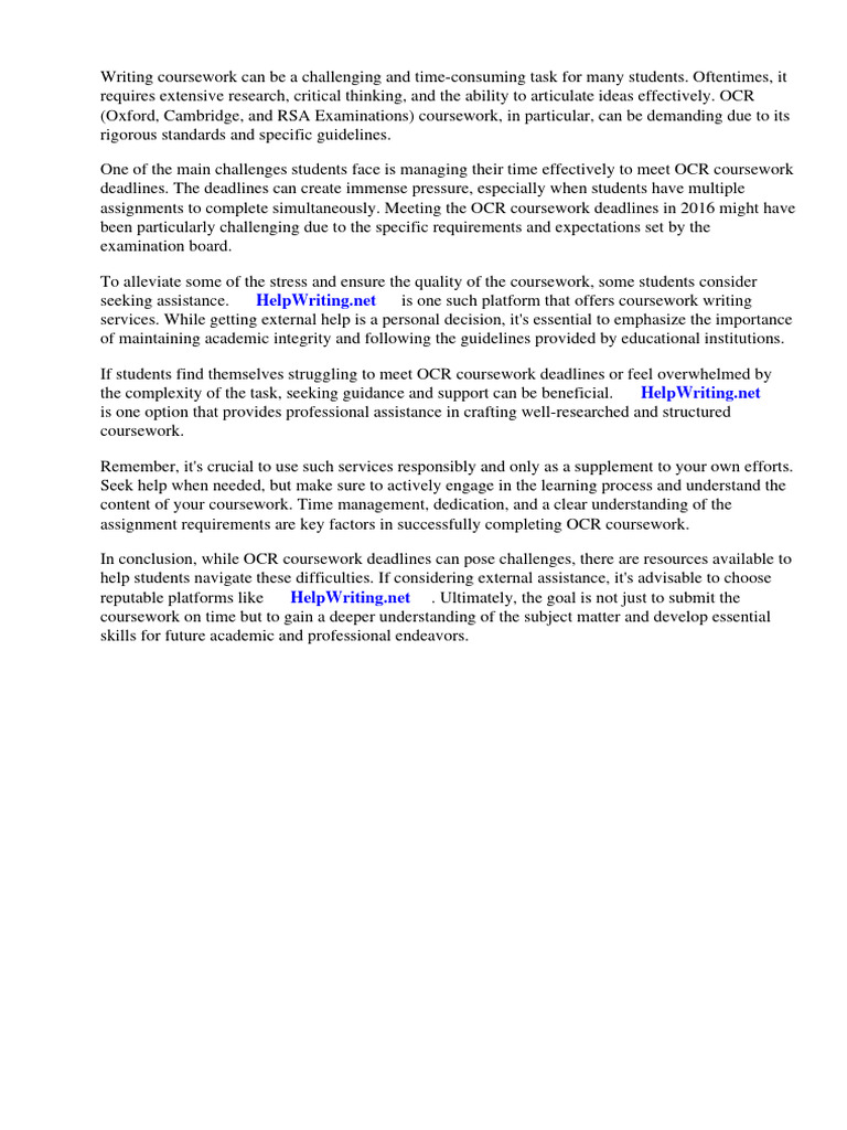 Mastering OCR Coursework Challenges | PDF