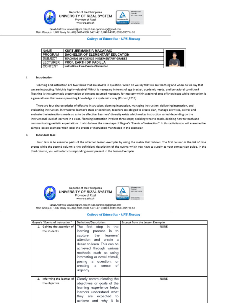 P Study Paper 2 Instructional Plan | PDF | Learning | Information