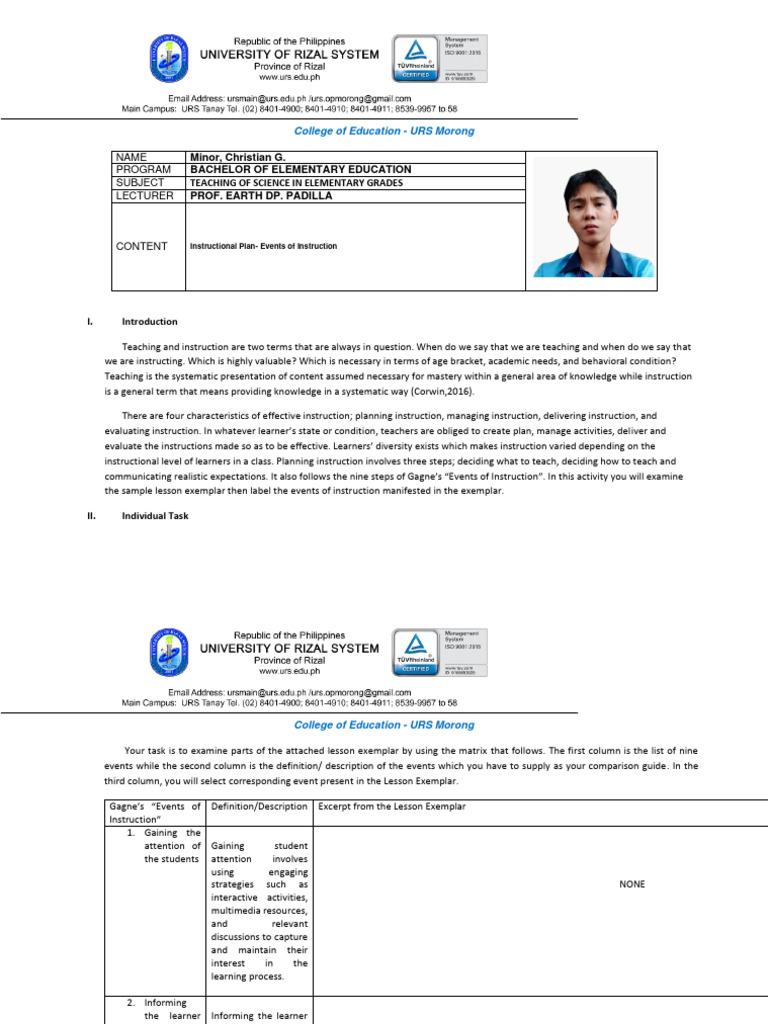 Study Paper 2 Instructional Plan | PDF | Learning | Attention