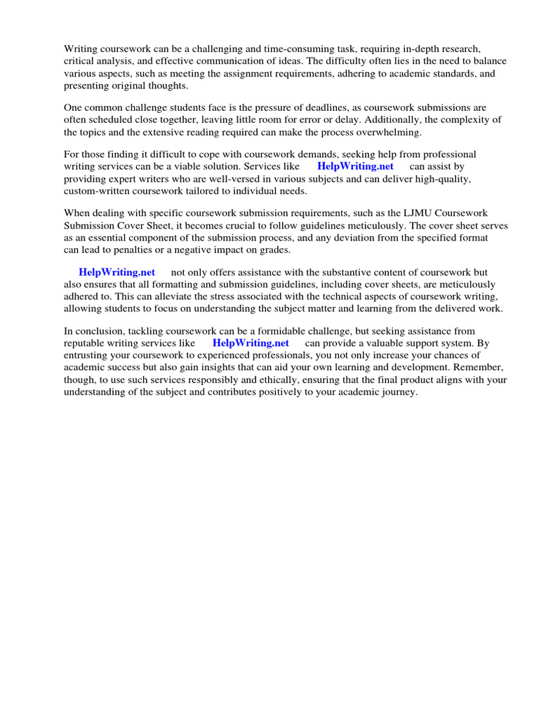 Ljmu Coursework Submission Cover Sheet | PDF