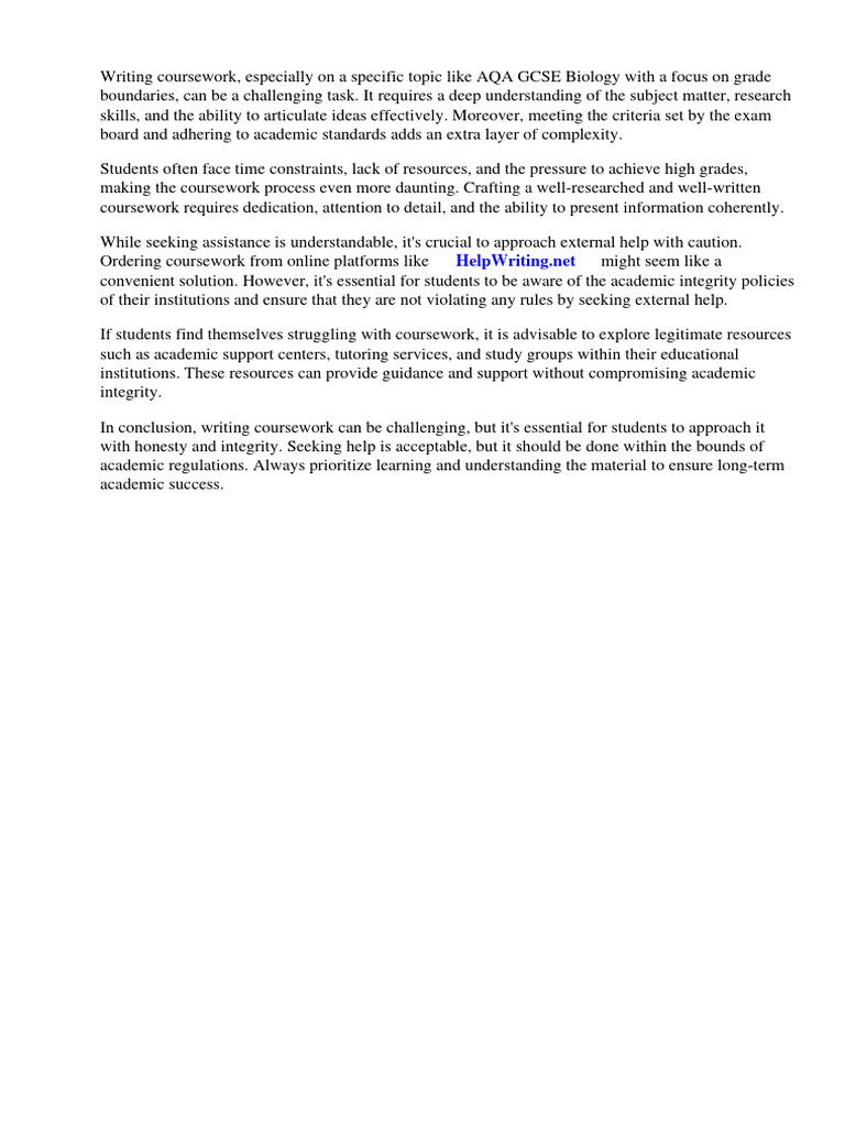 Aqa Gcse Biology Coursework Grade Boundaries | PDF