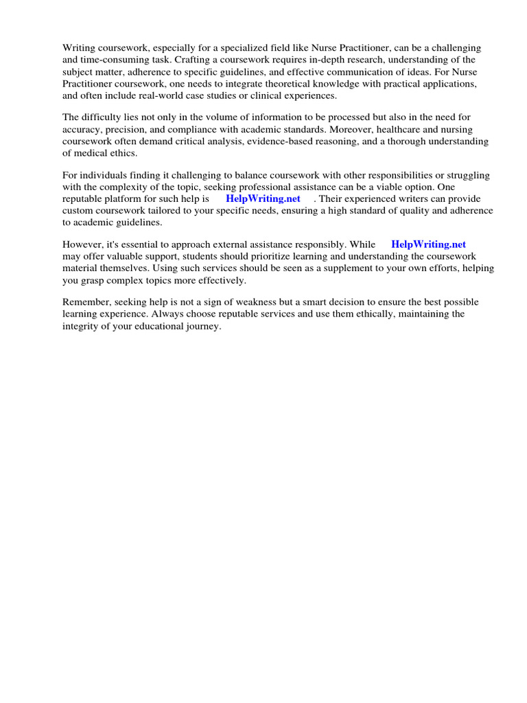 Coursework For Nurse Practitioner | PDF | Nursing | Health Care