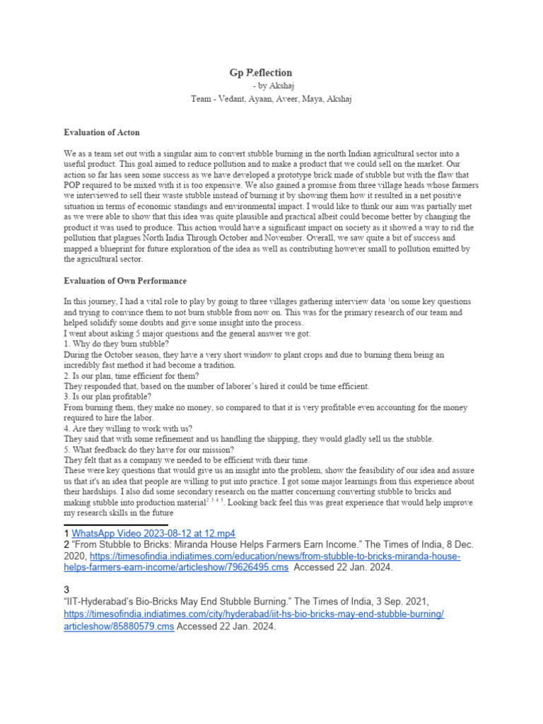 GP Reflection | PDF | Agriculture