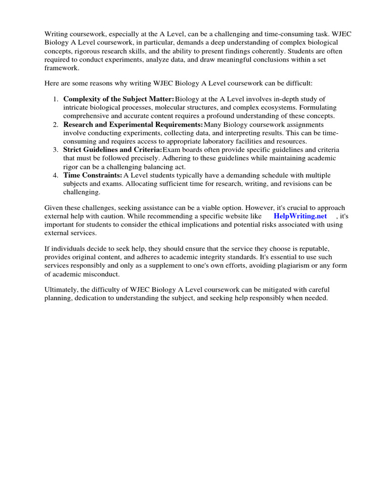 Wjec Biology A Level Coursework | PDF | Experiment | Facebook