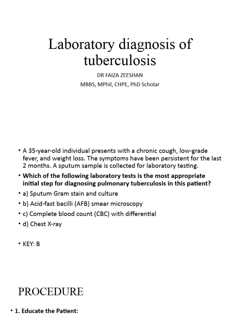 Laboratory Diagnosis of Tuberculosis | PDF