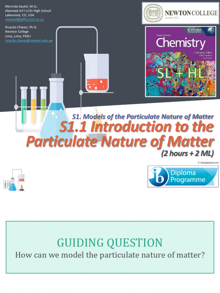 01 Ib Chemistry (SL+HL) - S1.1 Introduction To The Particulate Nature ...