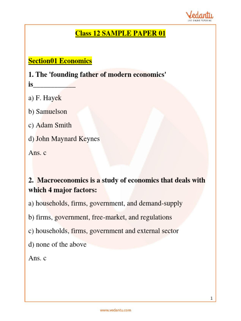 ICO Olympiad Sample Paper 1 For Class 12 With Solutions | PDF