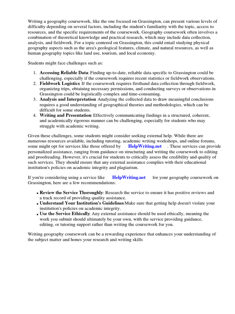 Geography Coursework Grassington | PDF | Field Research | Geography