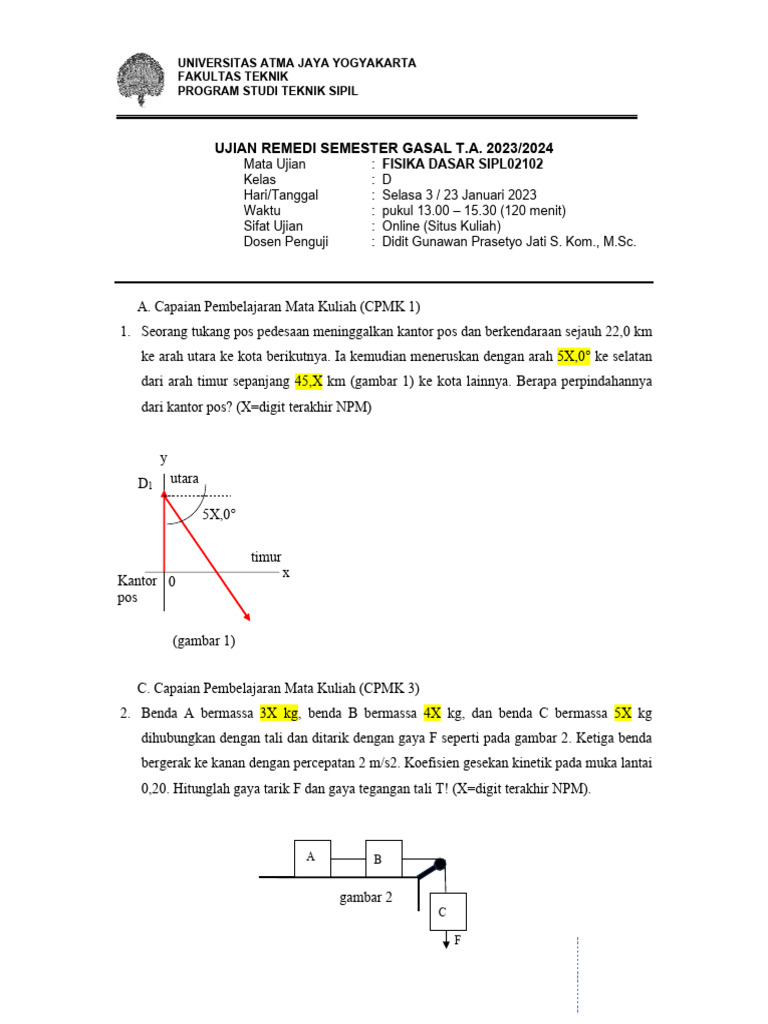 Soal Fisika 1 Teknik Sipil | PDF