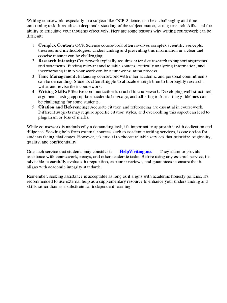 Coursework Ocr Science | PDF