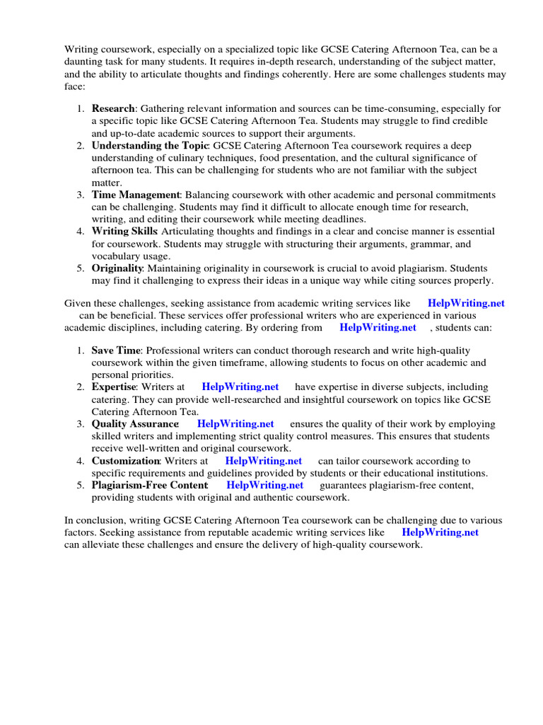 Gcse Catering Afternoon Tea Coursework Examples | PDF | Tea | Foods