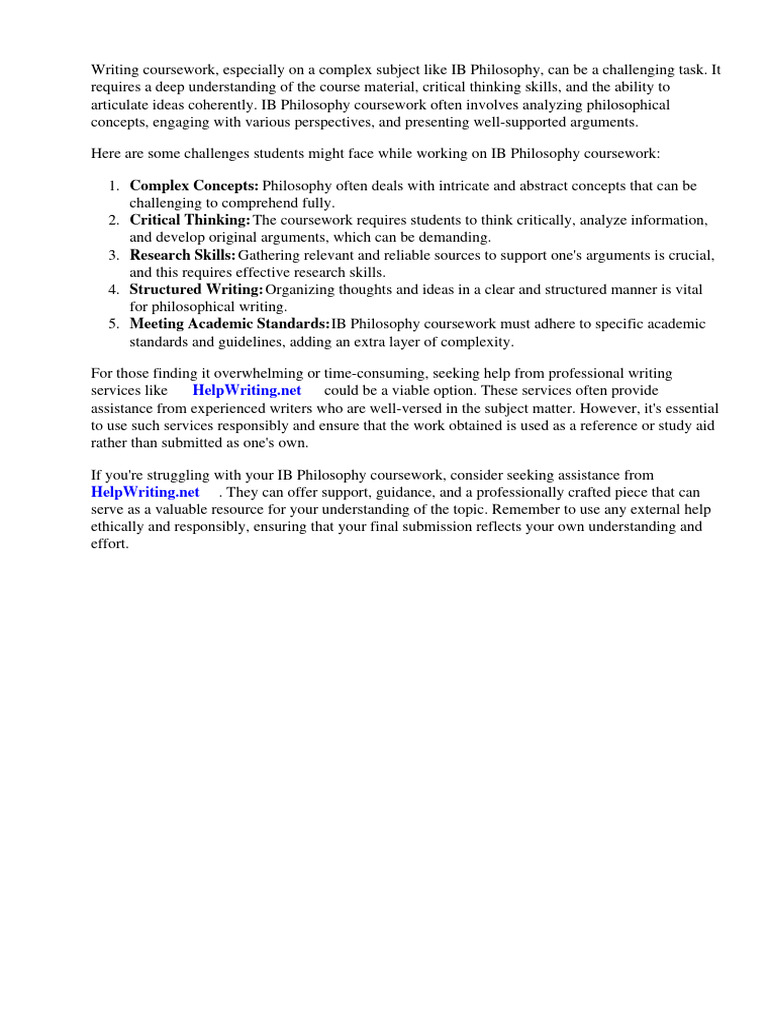 Ib Philosophy Coursework Mark Scheme | PDF | Understanding | Critical ...