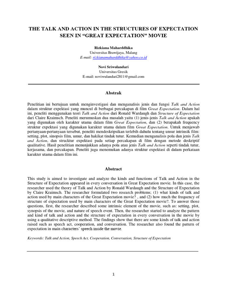The Talk and Action in The Structures of Expectation Seen in "Great ...