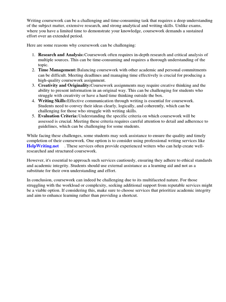 Coursework Is More Important Than Exam | PDF | Cognition