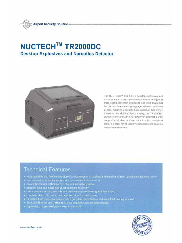 Nuctech Explosive Trace Detector | PDF