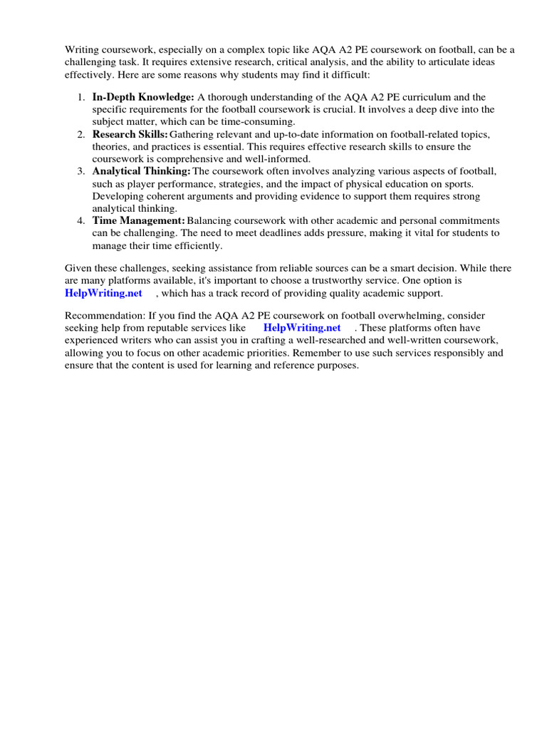 Aqa A2 Pe Coursework Football | PDF | Physical Fitness | Defender ... Aqa A2 Pe Coursework Football | PDF | Physical Fitness | Defender ...