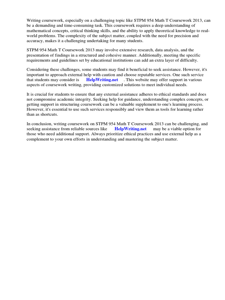 STPM 954 Math T Coursework 2013 | PDF | Mathematics | Methodology
