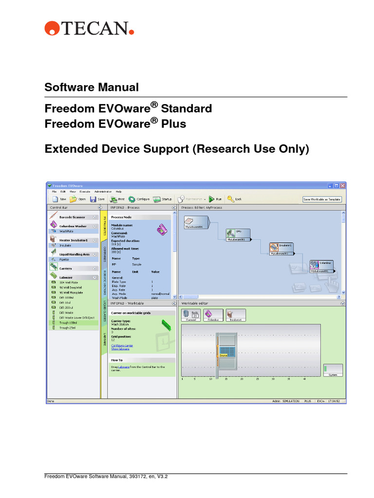 Manual Freedom EVOware 2.6 SP1 Research Use Only | PDF | Menu (Computing) | Microsoft Windows