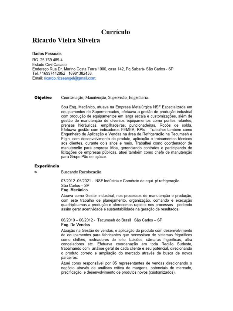 Currículo Ricardo 2021 | PDF