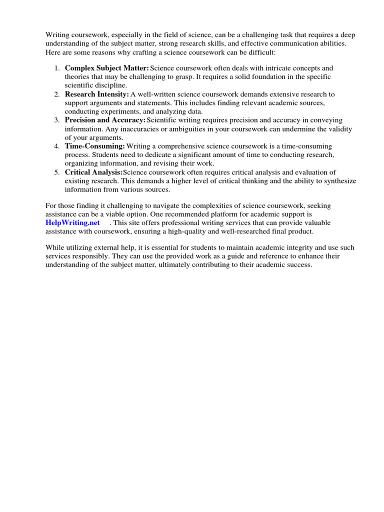 Science Coursework Tips | PDF | Critical Thinking | Science